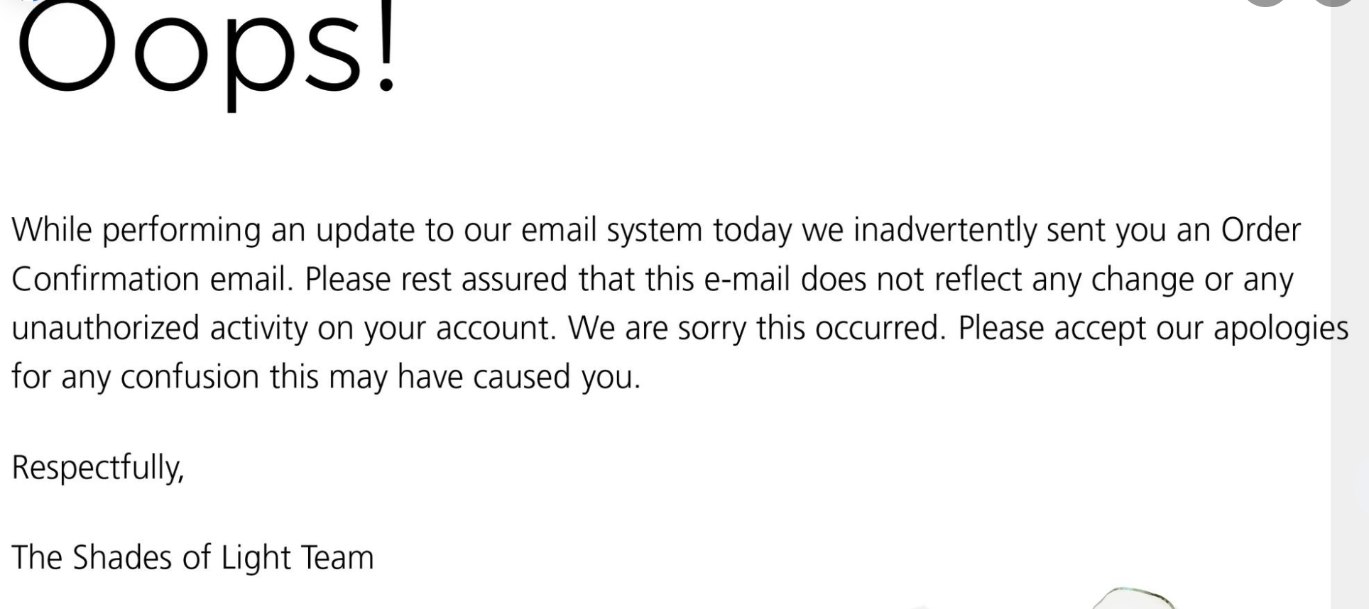 Shades of Light Scam Order Confirmation Email – Infoquu