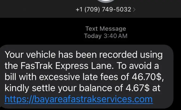 Bay Area Fastrak Toll Text Scam ‘Recorded Using Fastrak Express Lane ...